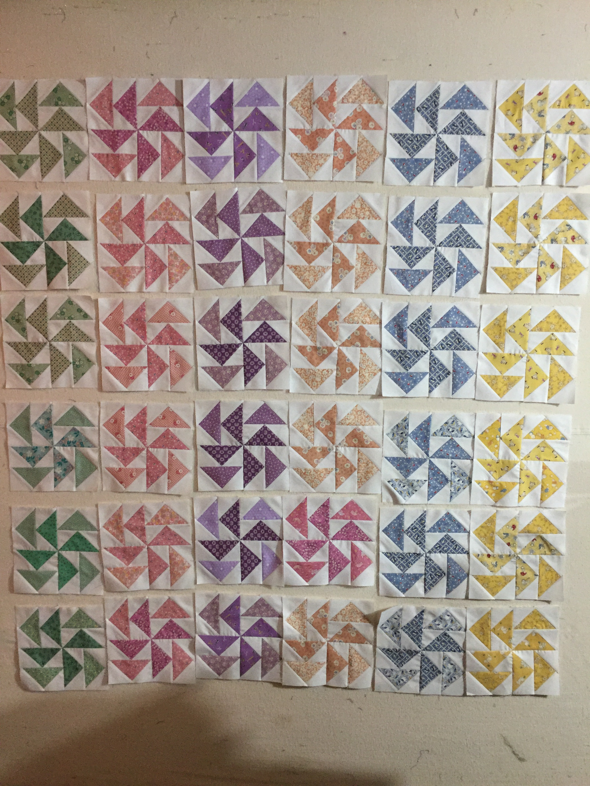 Design wall 1/24/16 row by row blocks – Always Quilts